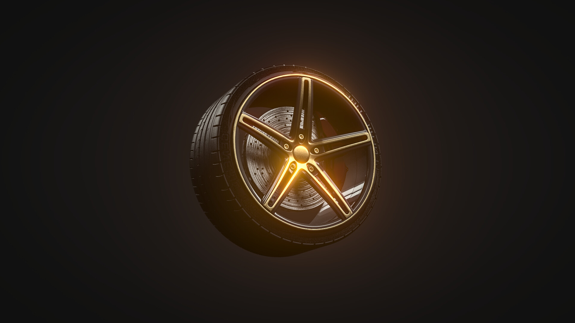 ArtStation - A 3D golden car wheel