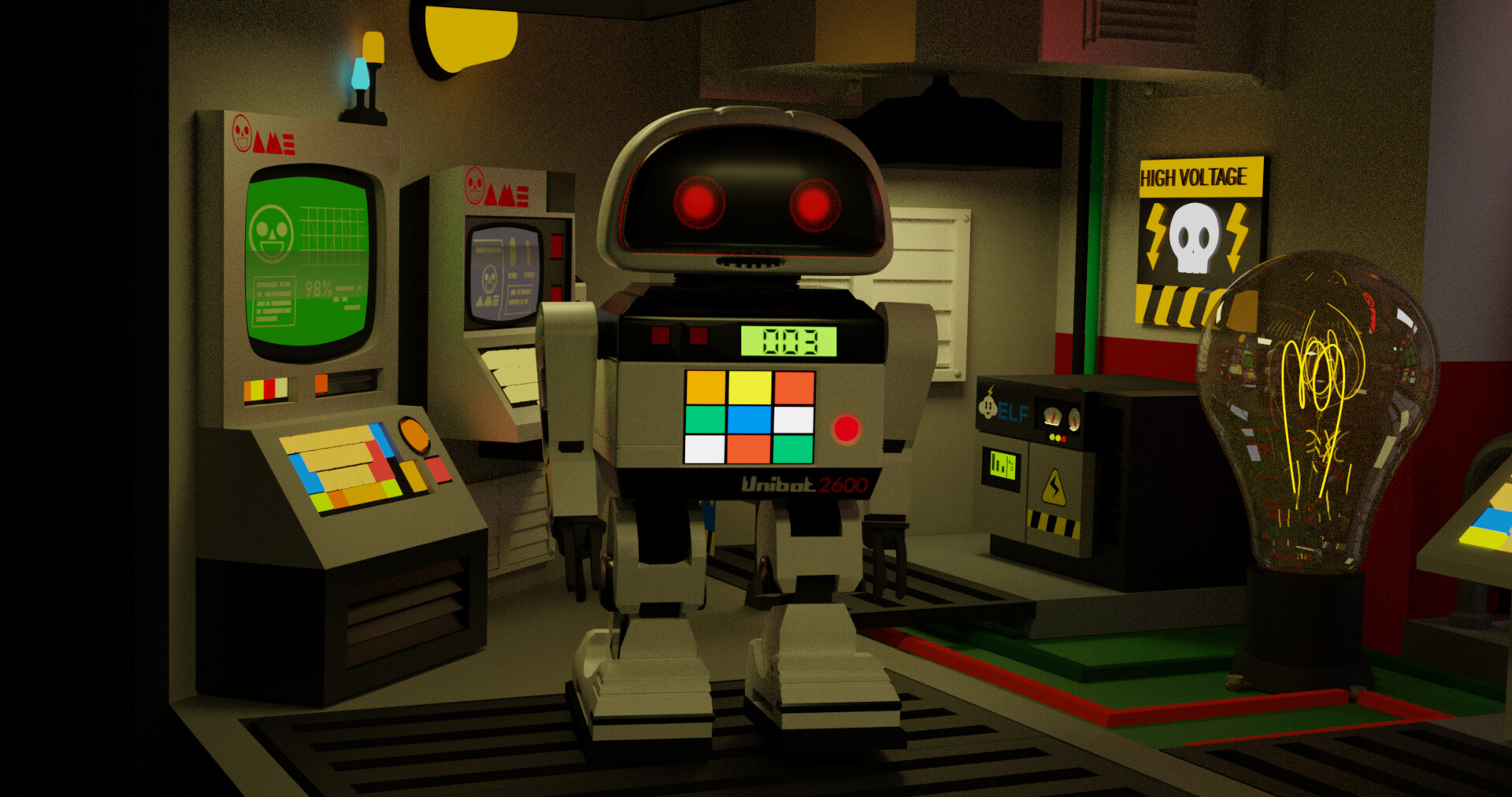 ArtStation - Render practice : Robot computer Lab