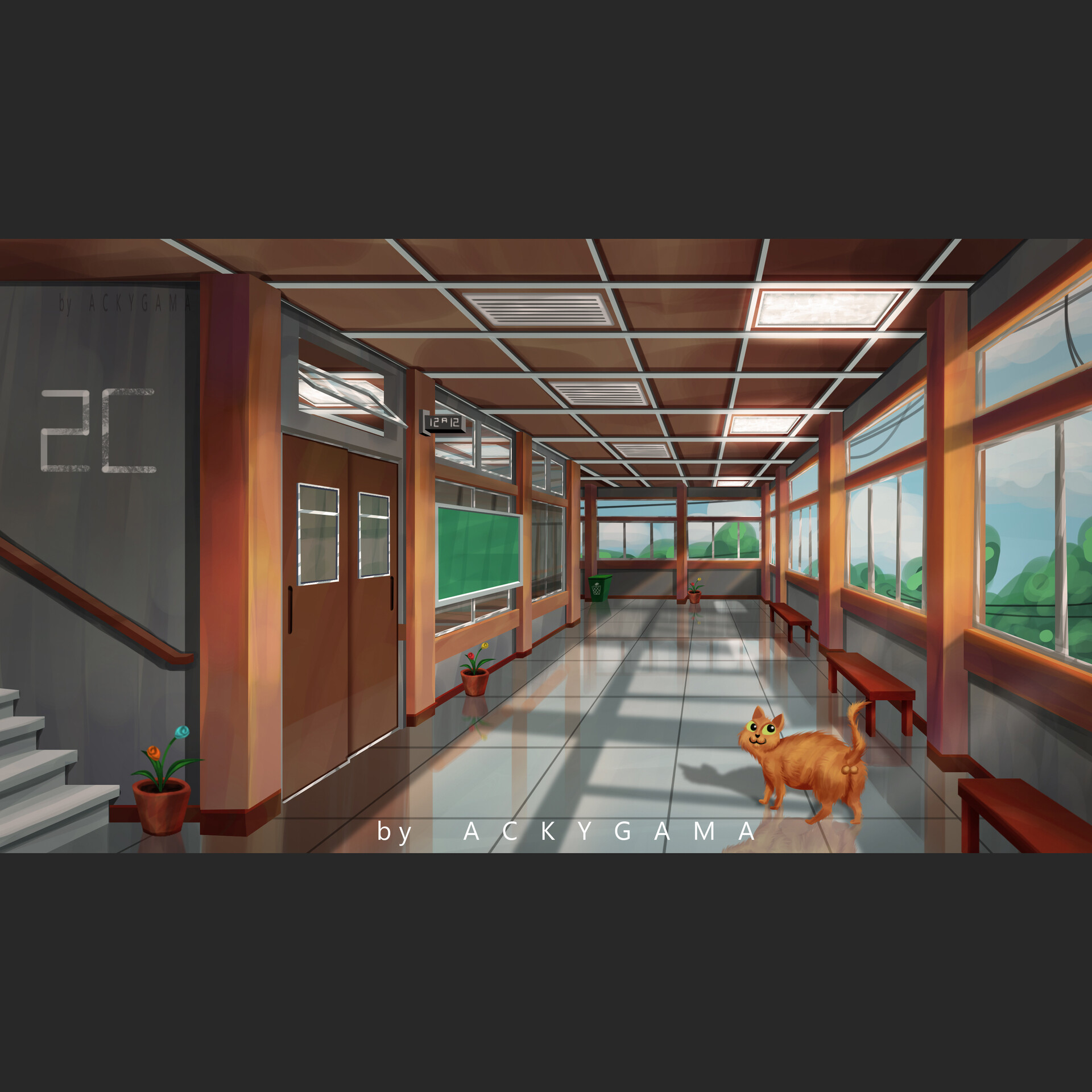 ArtStation - School - Background - Photoshop Painting