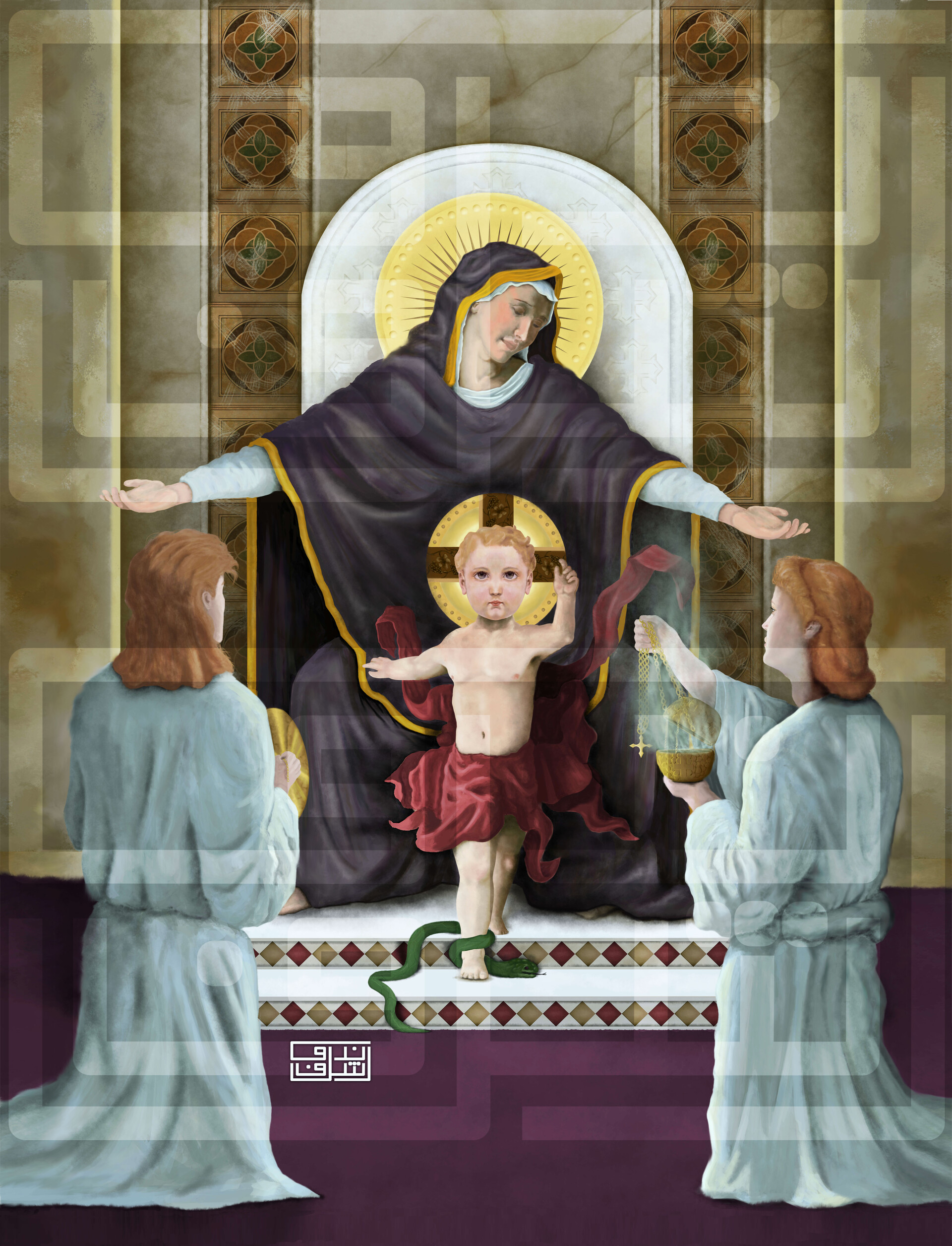 ArtStation - Baby Jesus & St Mary Painting