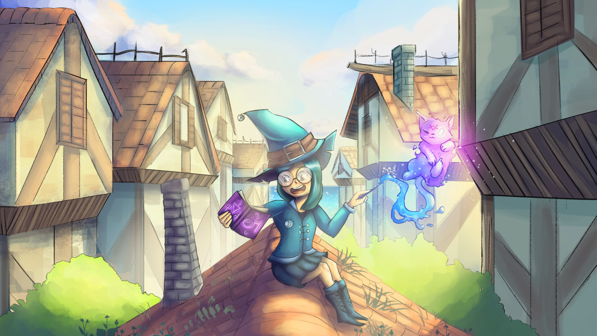 ArtStation - Wizard summoning her familiar