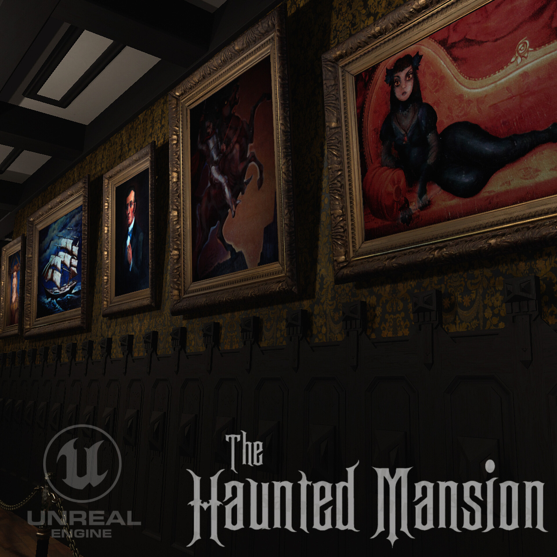 ArtStation - Disneyland's Haunted Mansion Portrait Gallery in Unreal