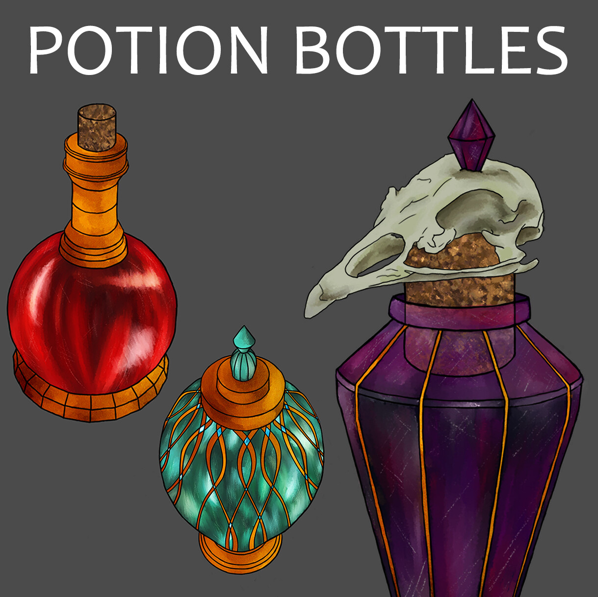 ArtStation - Necromancer Props - Potion Bottles
