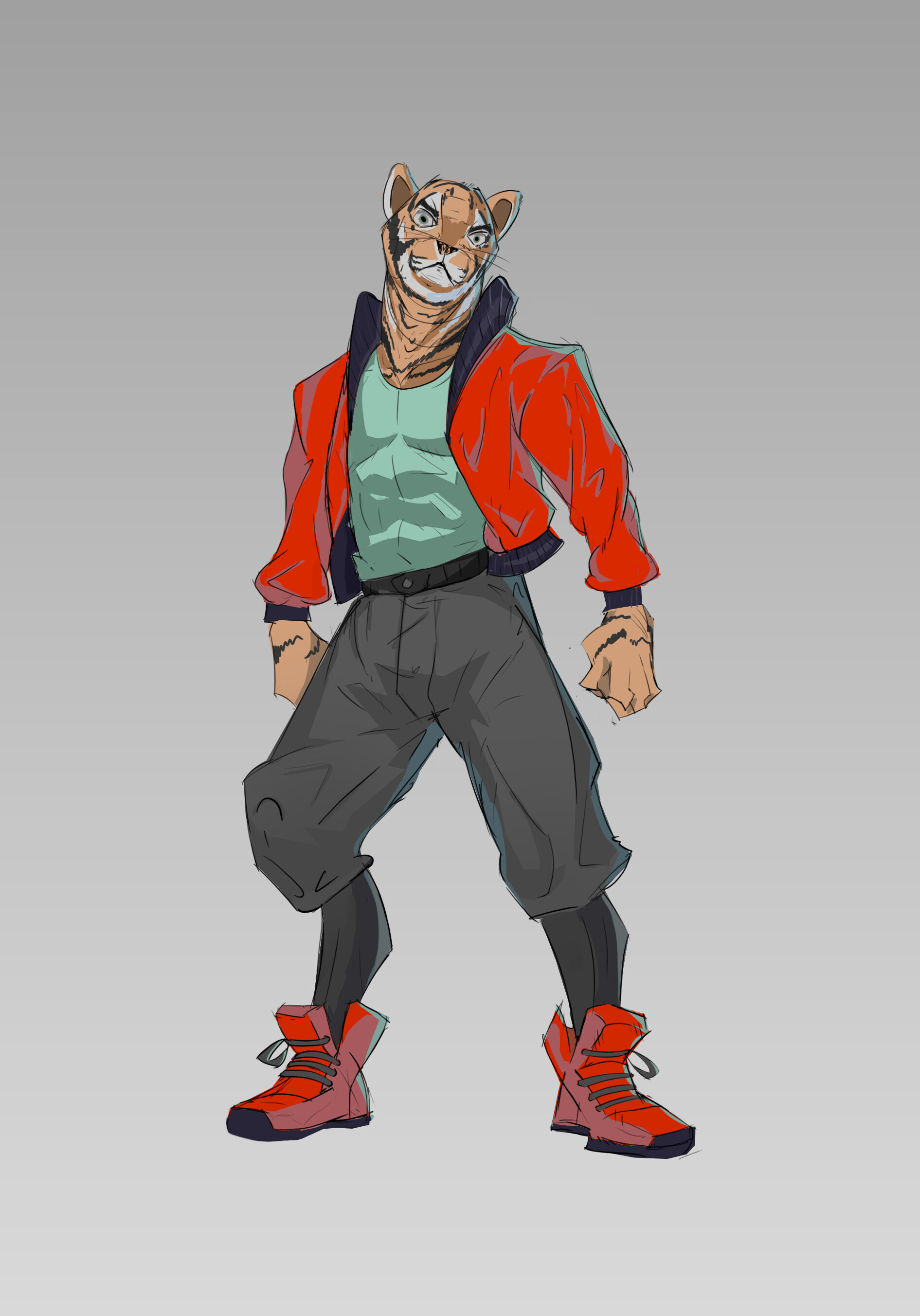 ArtStation - Human-tiger hybrid concept sketch