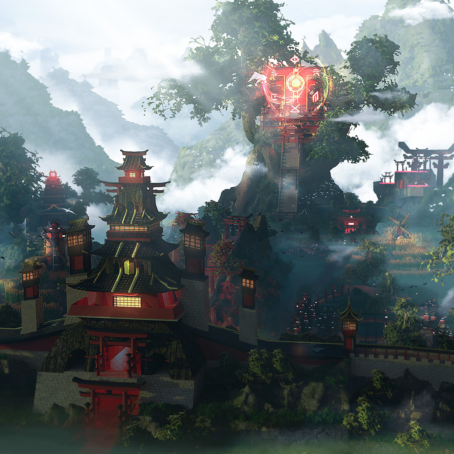 ArtStation - Asian Themed Base Concept Models - Expanded Assets and ...