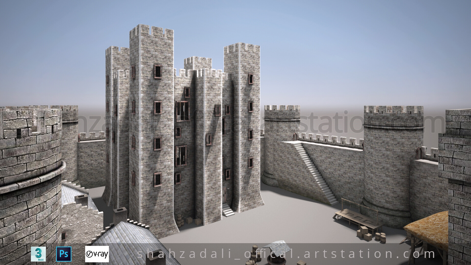 ArtStation - 3dsmax-castle-concept Day & Night