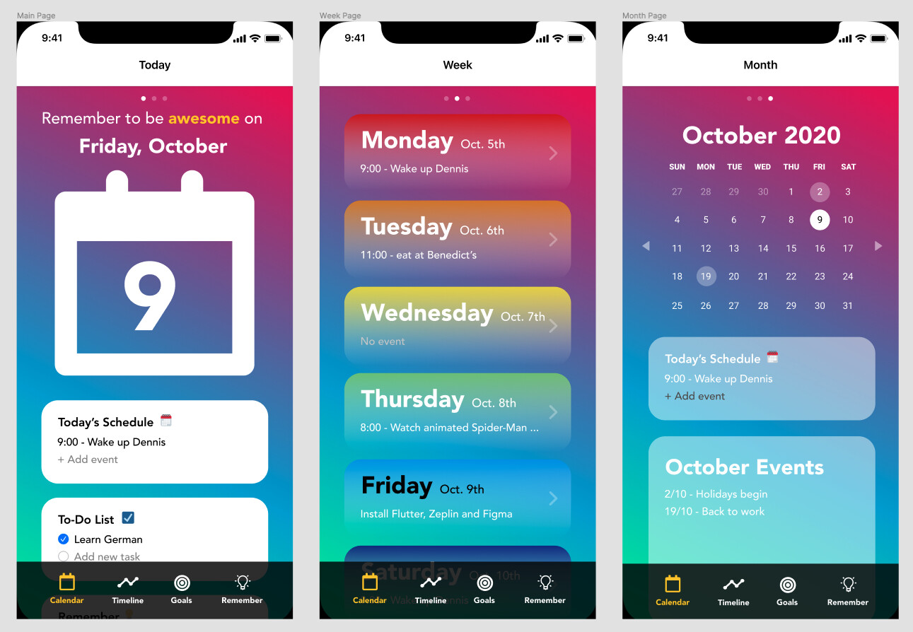 ArtStation - Timeline Calendar Journal UI Mobile App Design