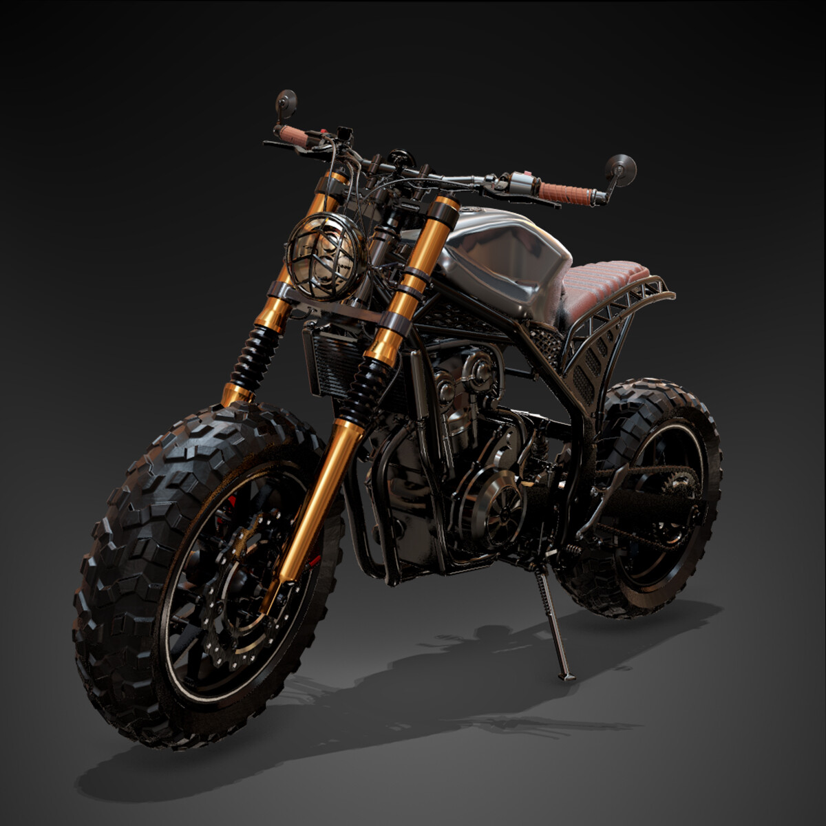 ArtStation - Scrambler bike Texturing and Lighting