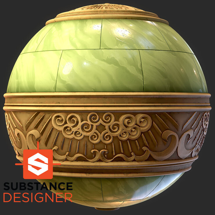 ArtStation - Stylized Marble Trim Wall - Substance Designer