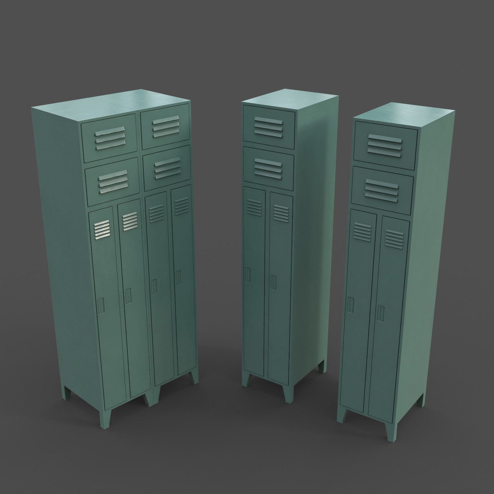 ArtStation - PBR School Gym Locker 10 - Green Light
