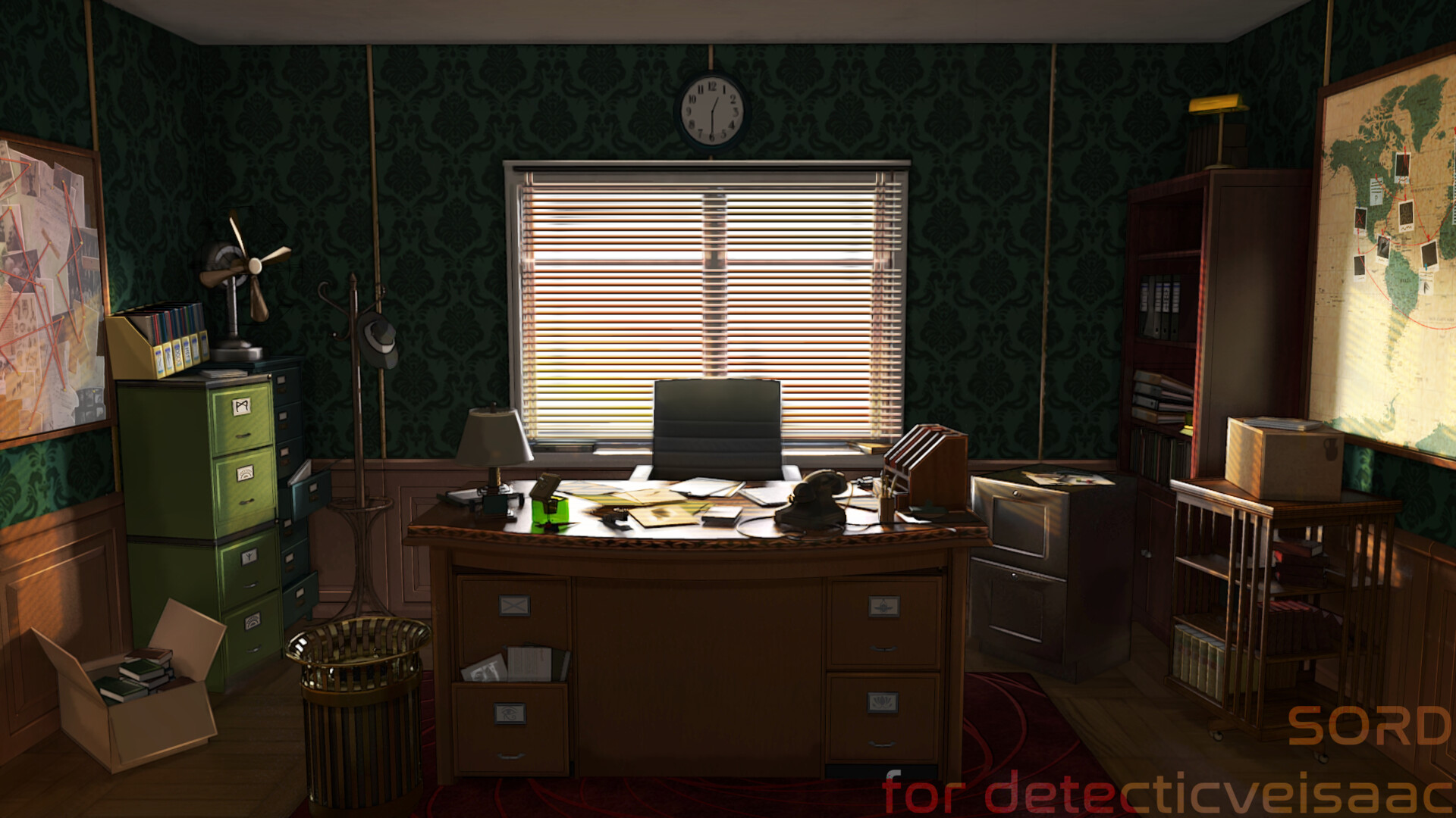 ArtStation - Vtuber Scene Background - Detective Office Interior (Commission)