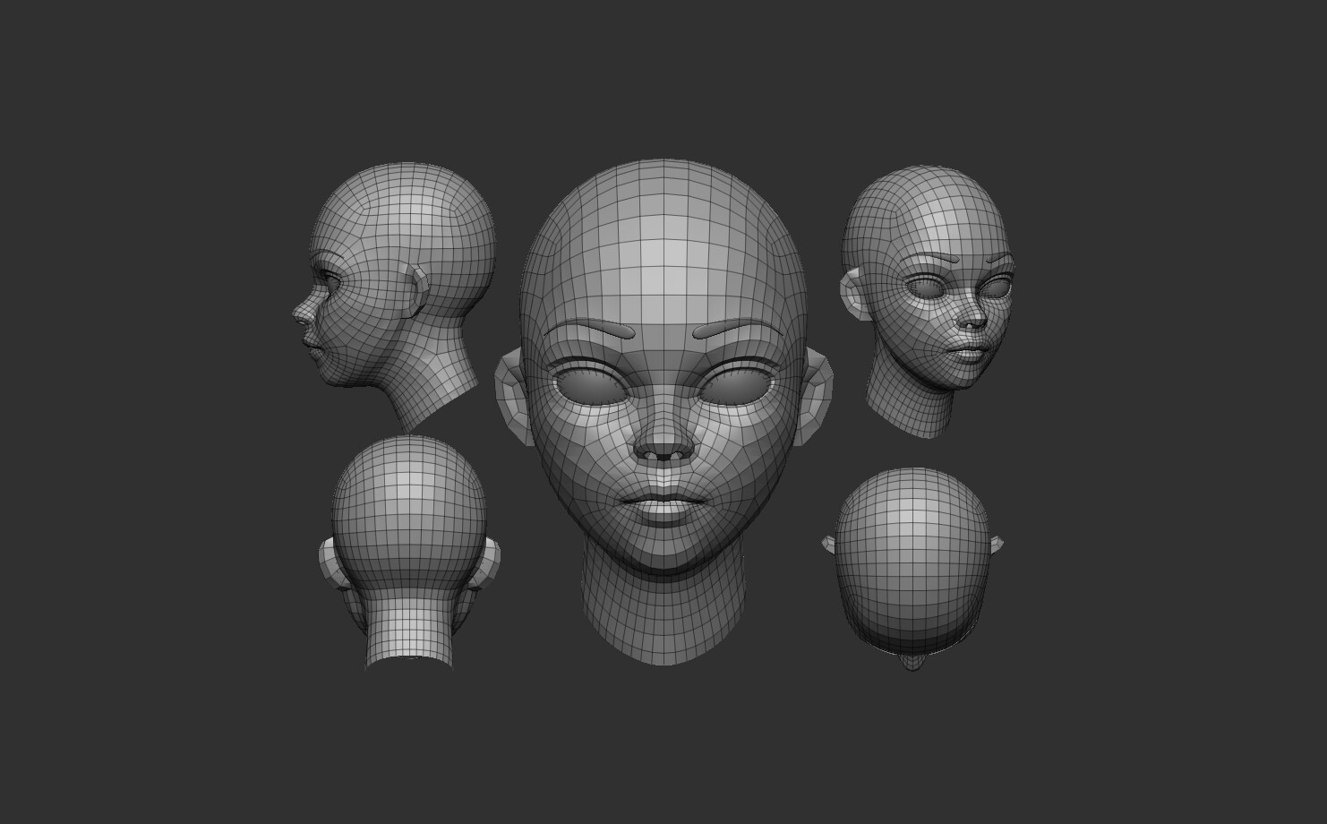 ArtStation - Stylized female head Topology