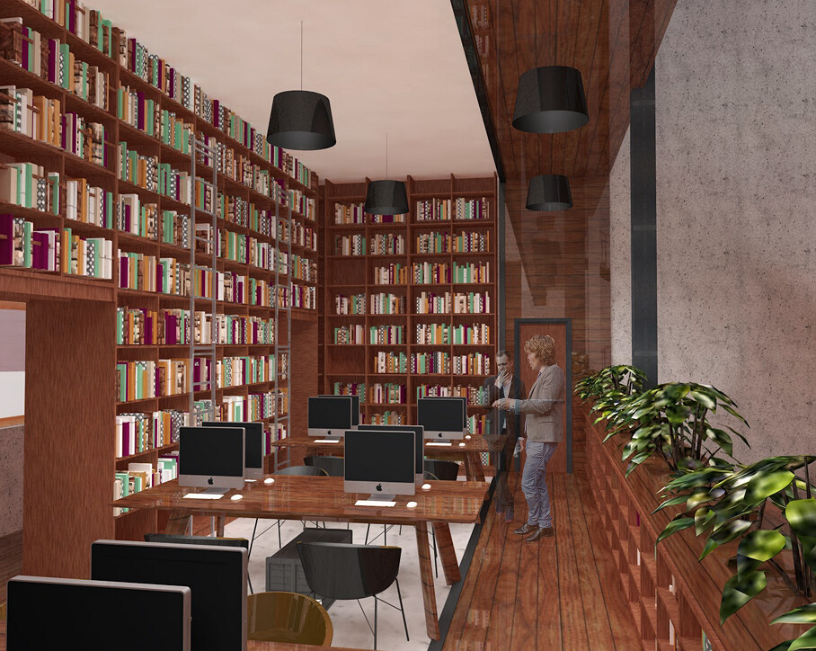 Arh. Iulia Alexandra Roman - Library concept - Plan and inside elevation