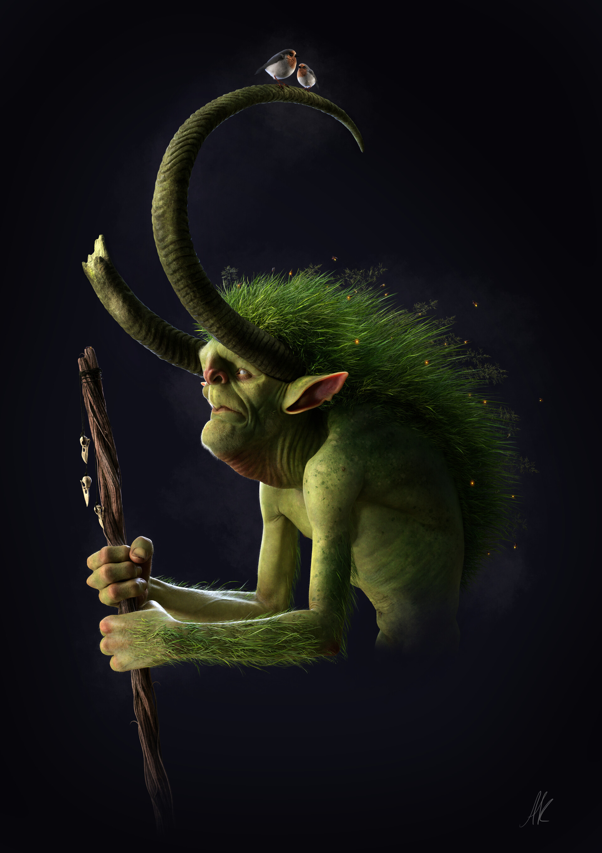 ArtStation - Bird catcher - forest Troll