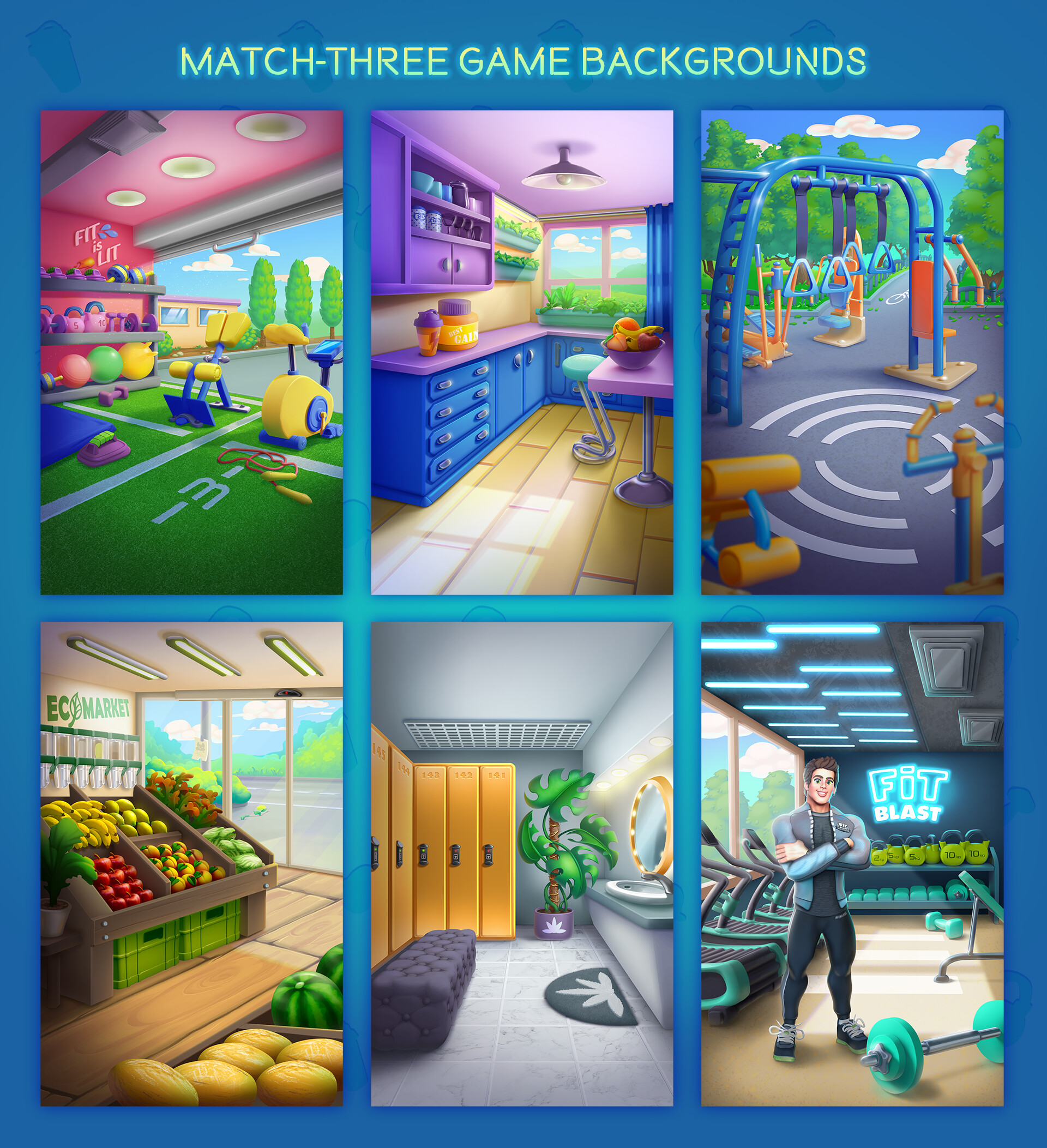 ArtStation - Fitness Themed Backgrounds