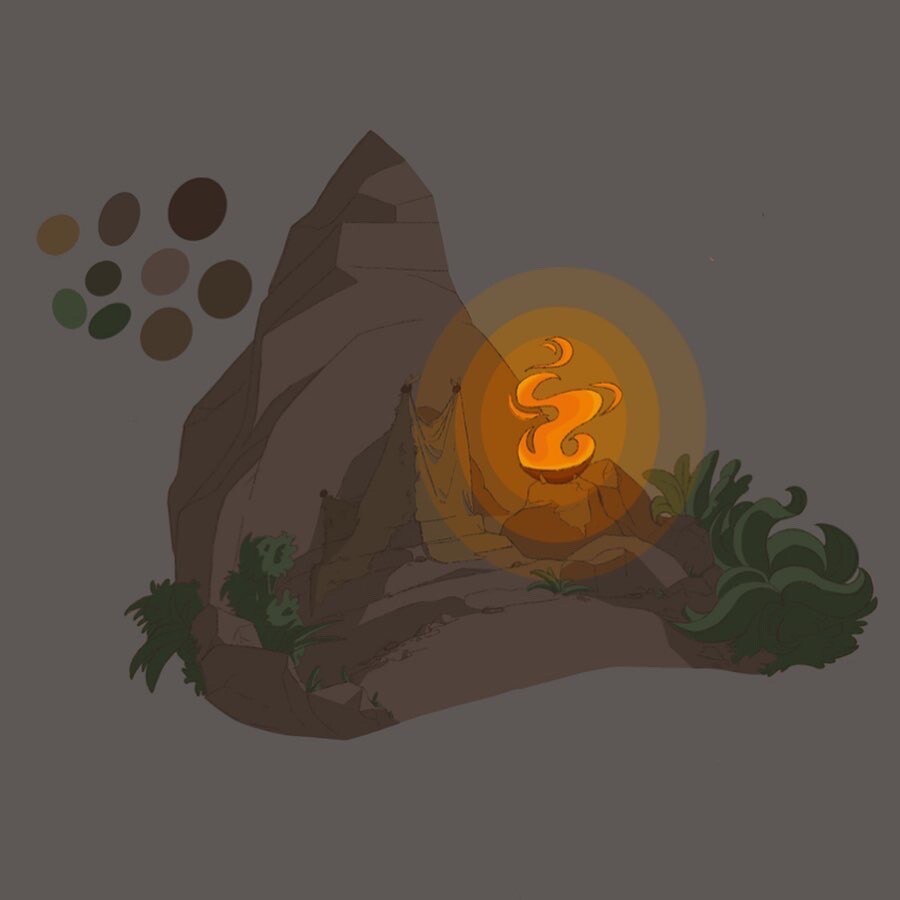 ArtStation - Cave and fire place