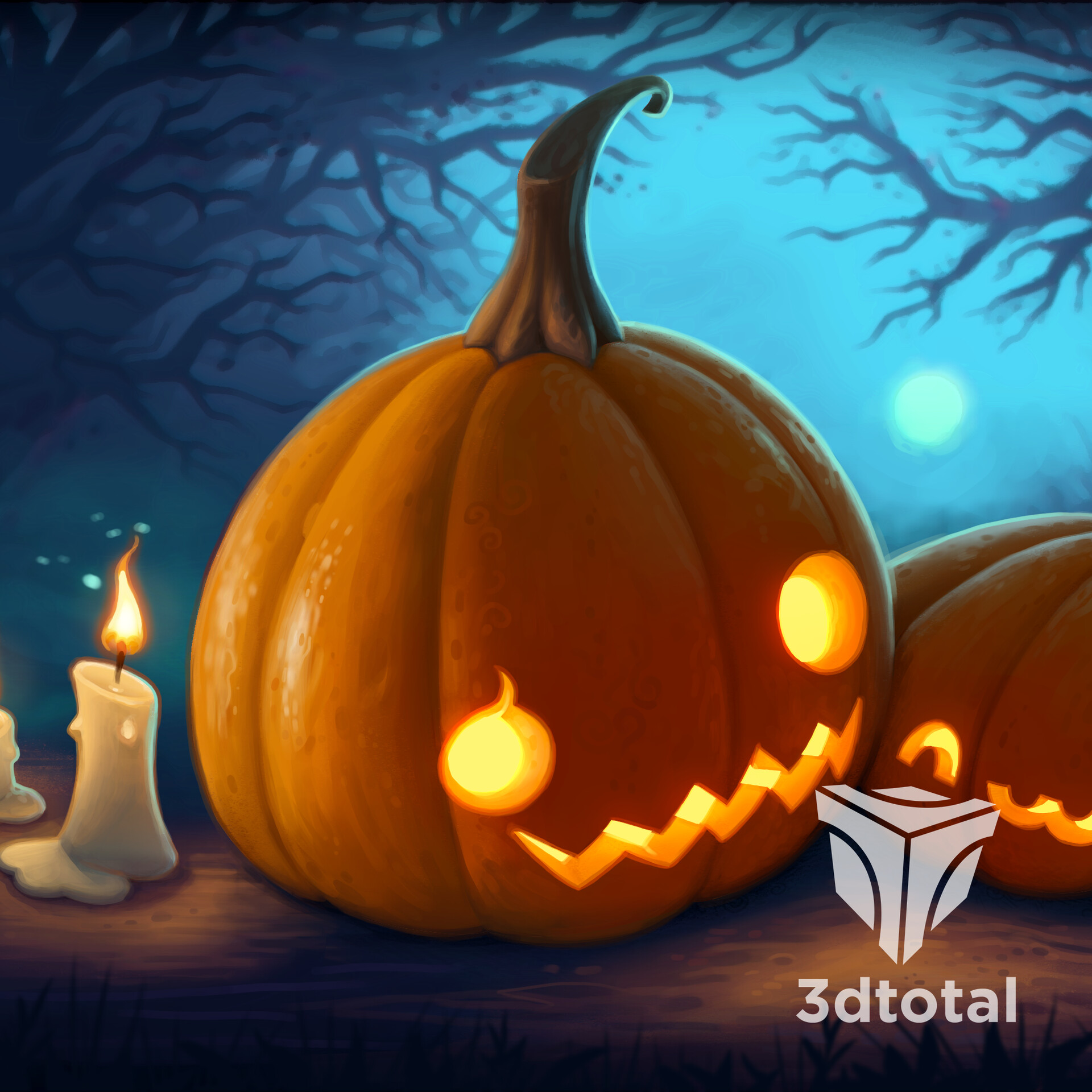 ArtStation - Paint a pair of friendly Halloween pumpkins