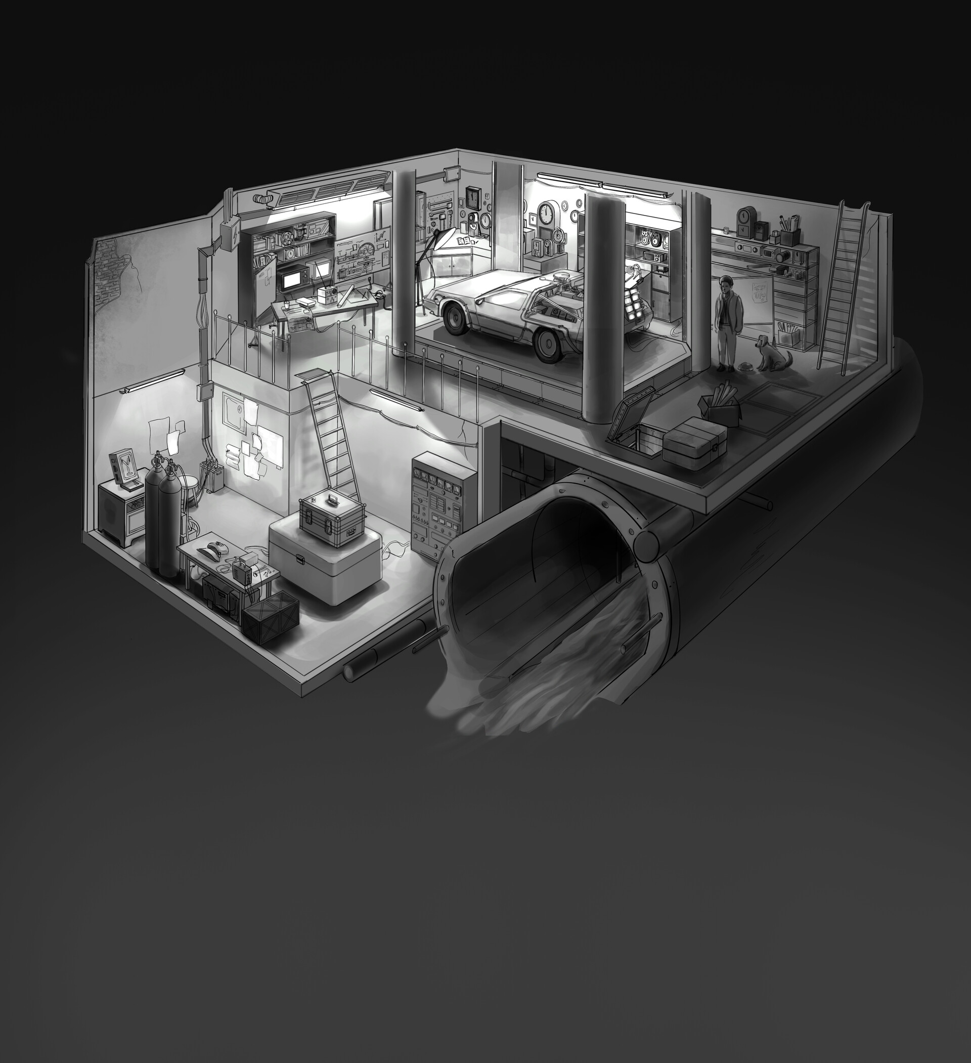 ArtStation - "Doc" Brown's laboratory basement verson
