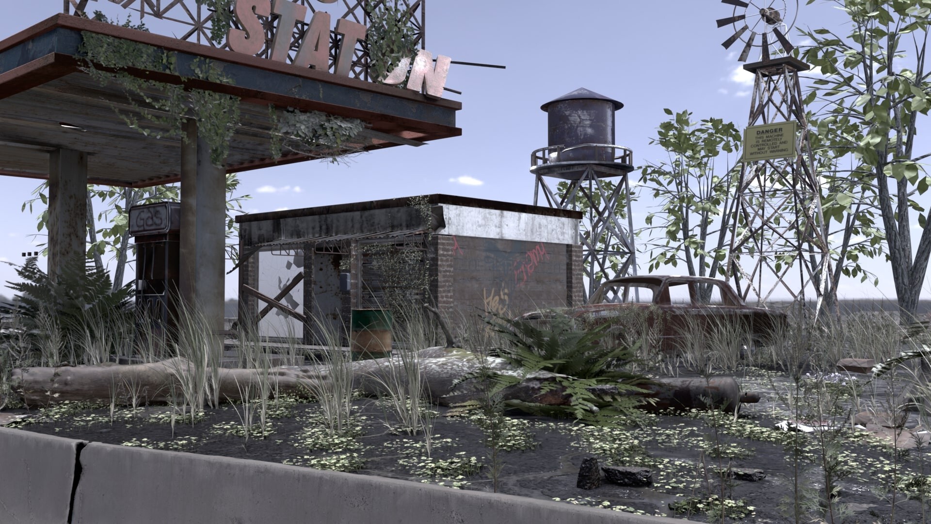 ArtStation - post apocalyptic gas station