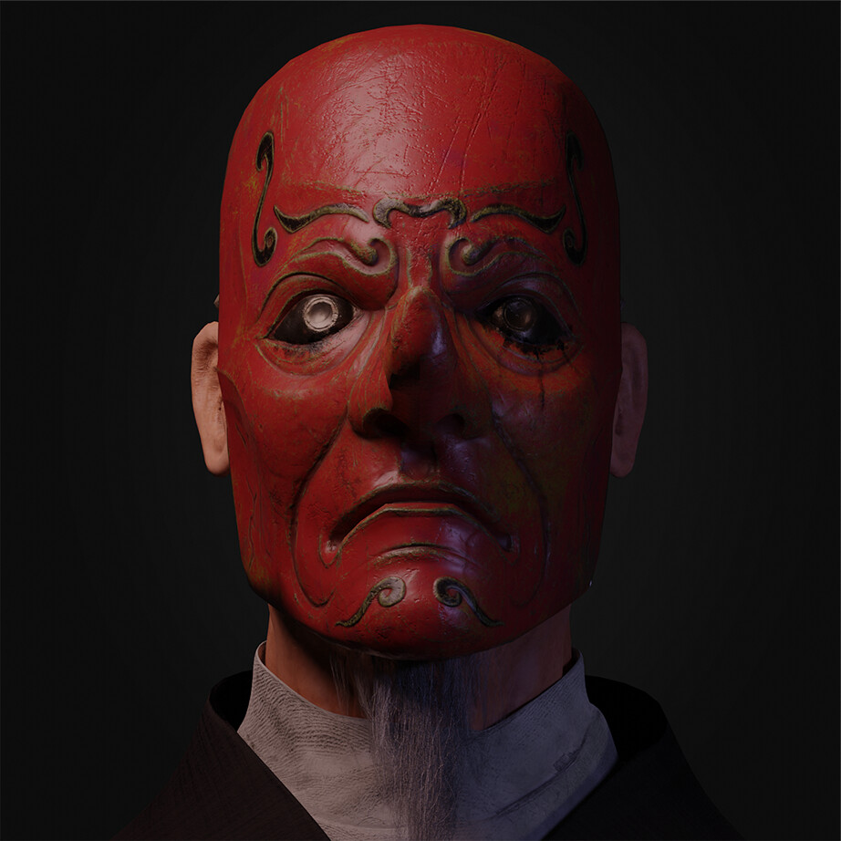 ArtStation - Old Man with Tengu Mask