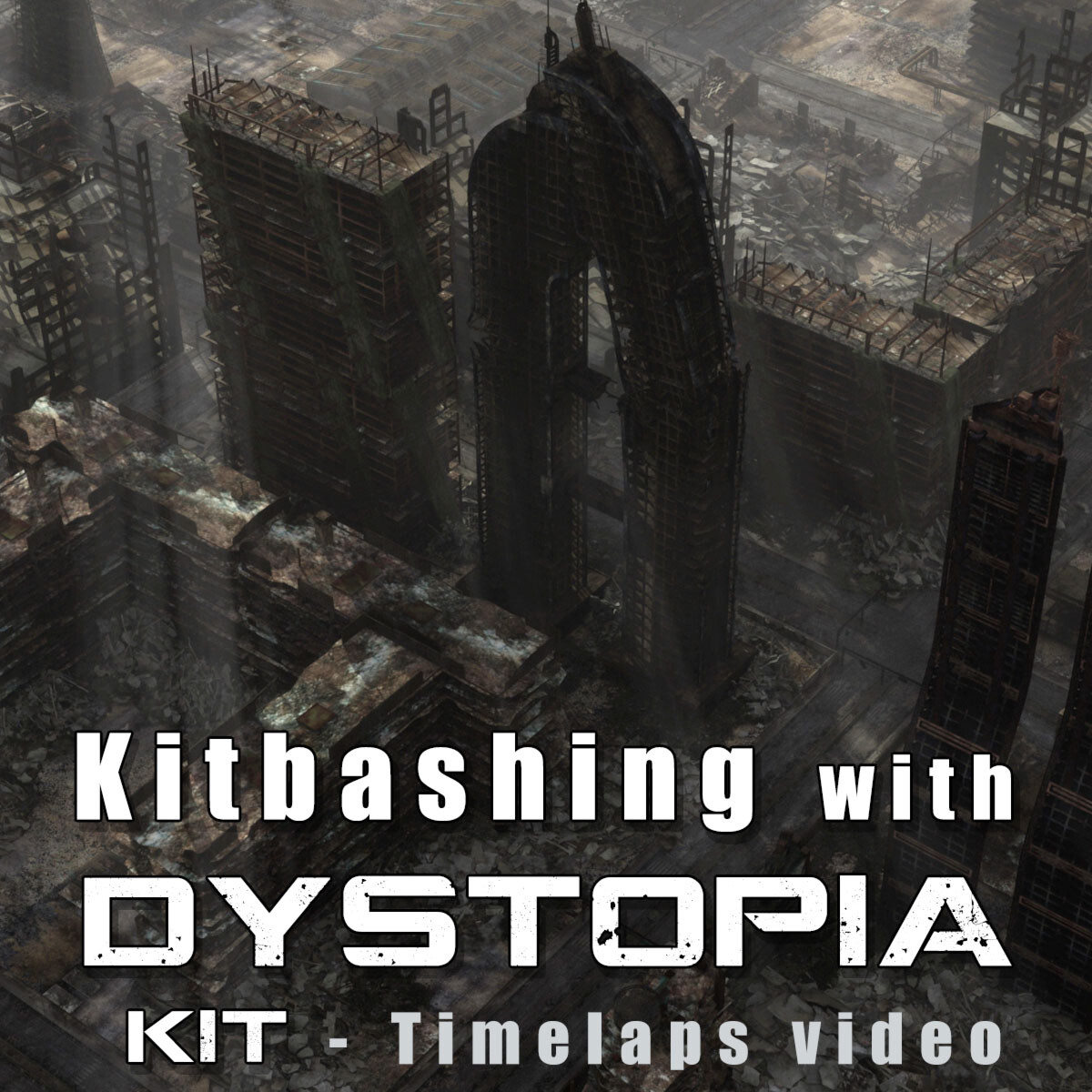ArtStation - Kitbashing with Dystopia Kit by 3DmKits - postapo city scene