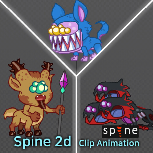 ArtStation - Spine 2d Clip Animation - Monster - centaur,cerberus,chaser