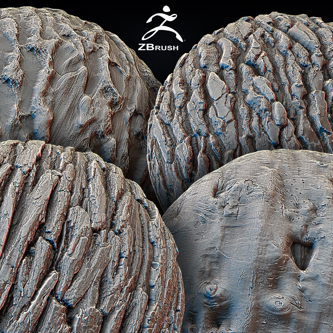 ArtStation - Ultra HQ Tree Bark Seamless Sculpt Zbrush brushes + Alphas ...
