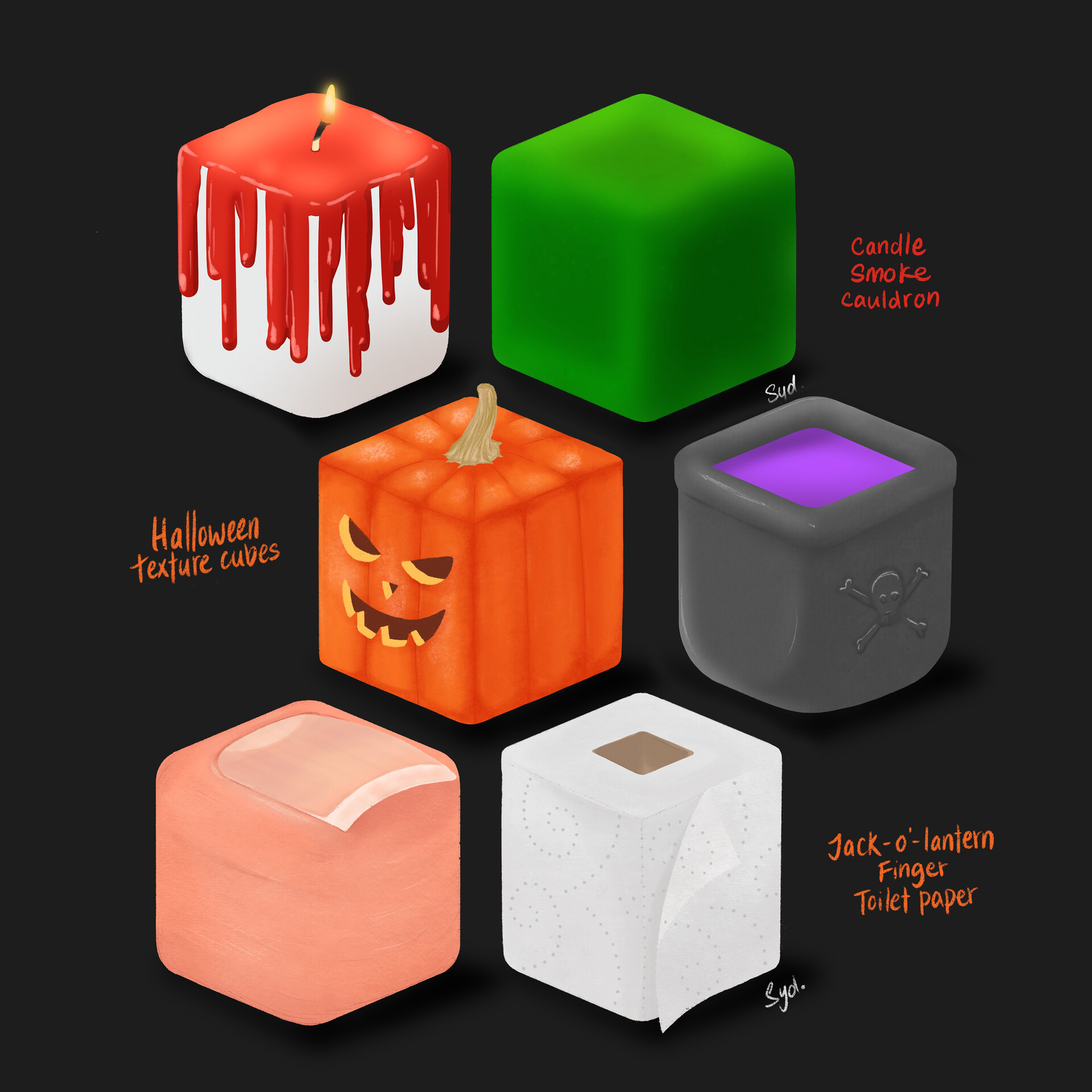 ArtStation - Halloween-themed Texture Cubes