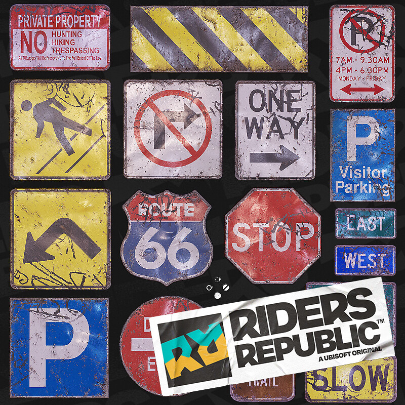 ArtStation - Riders Republic - Road Signs & Flags Materials