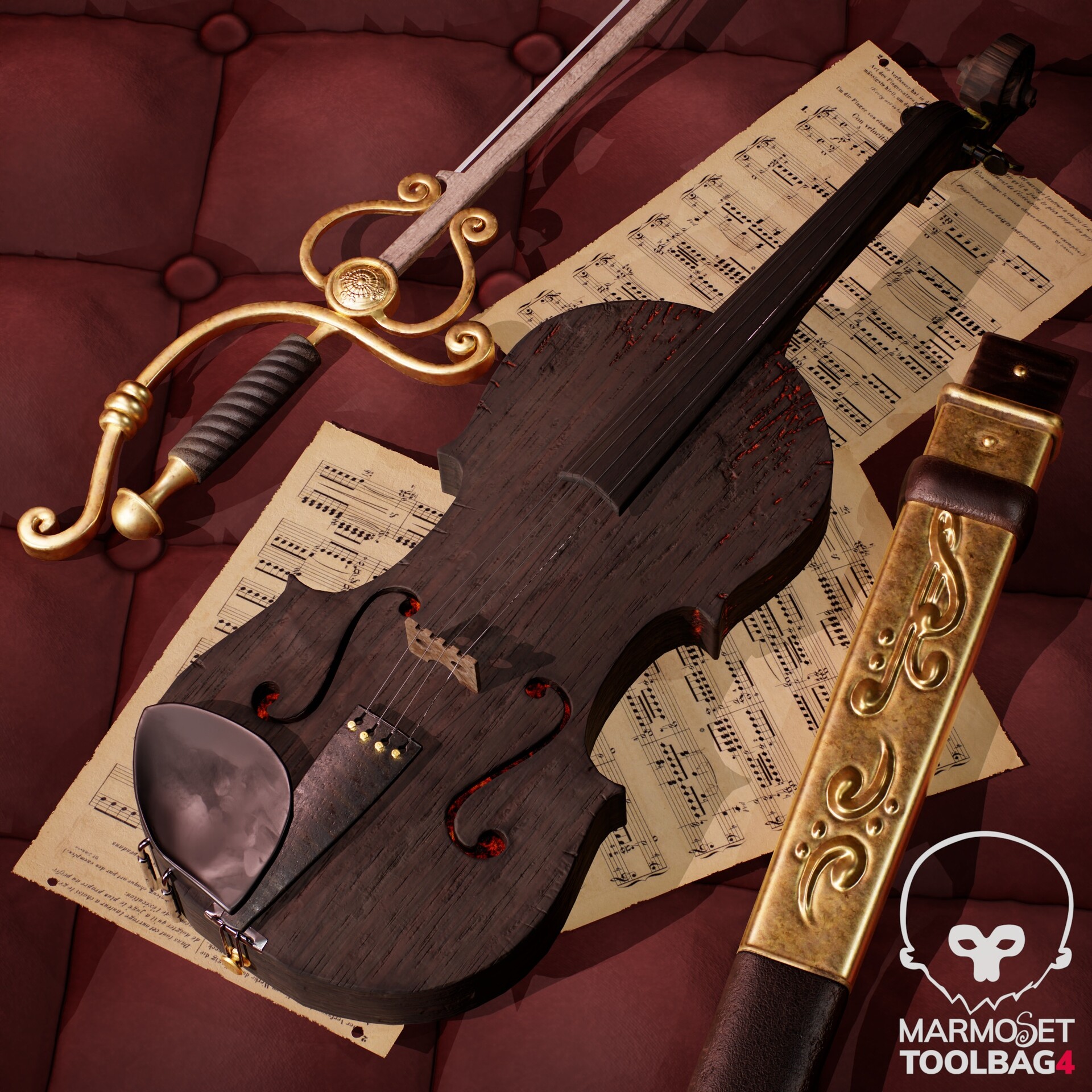 ArtStation - Nocturnal Violin - Game ready weapon