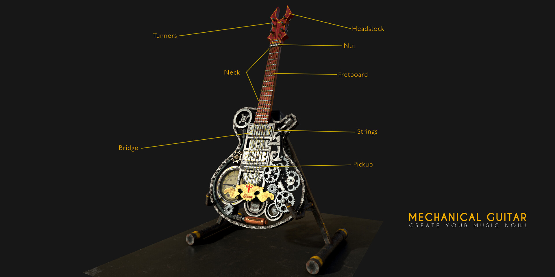 ArtStation - Mechanical Guitar!
