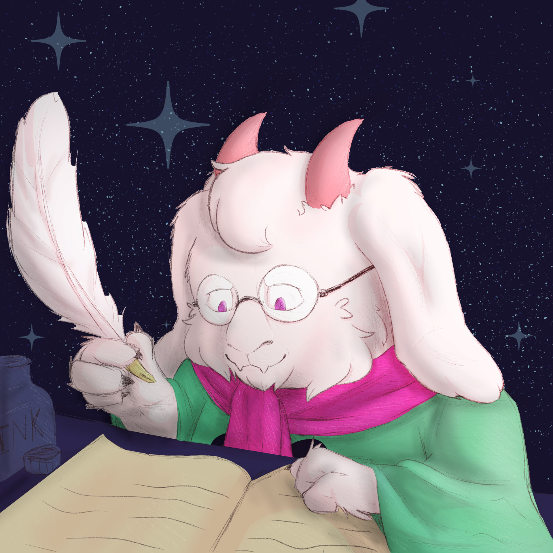 ArtStation - Ralsei Writing His Manual - Deltarune fan art