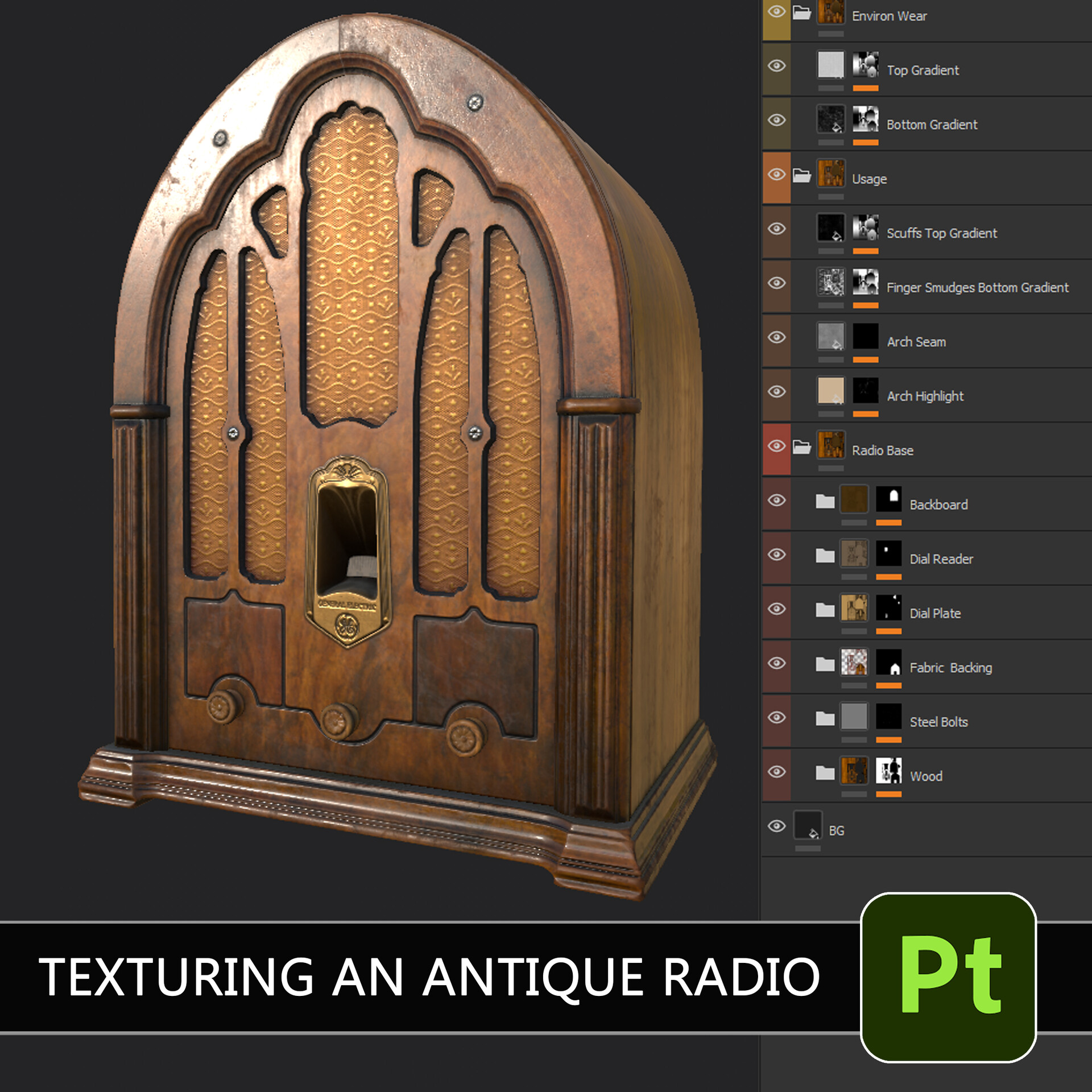 ArtStation - Texturing an Antique Radio (Substance Painter)
