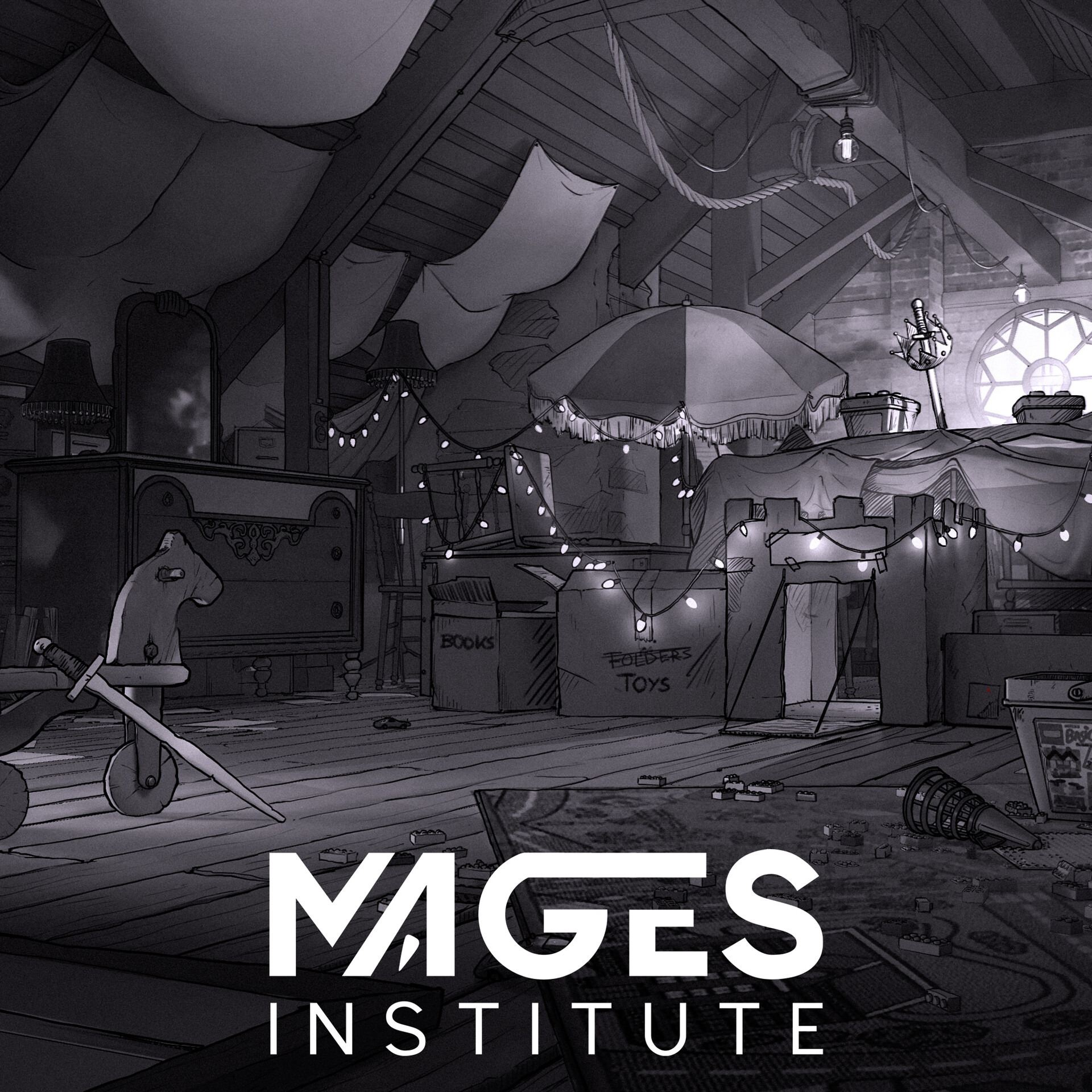 ArtStation - 90's Kids Playground - Attic room design