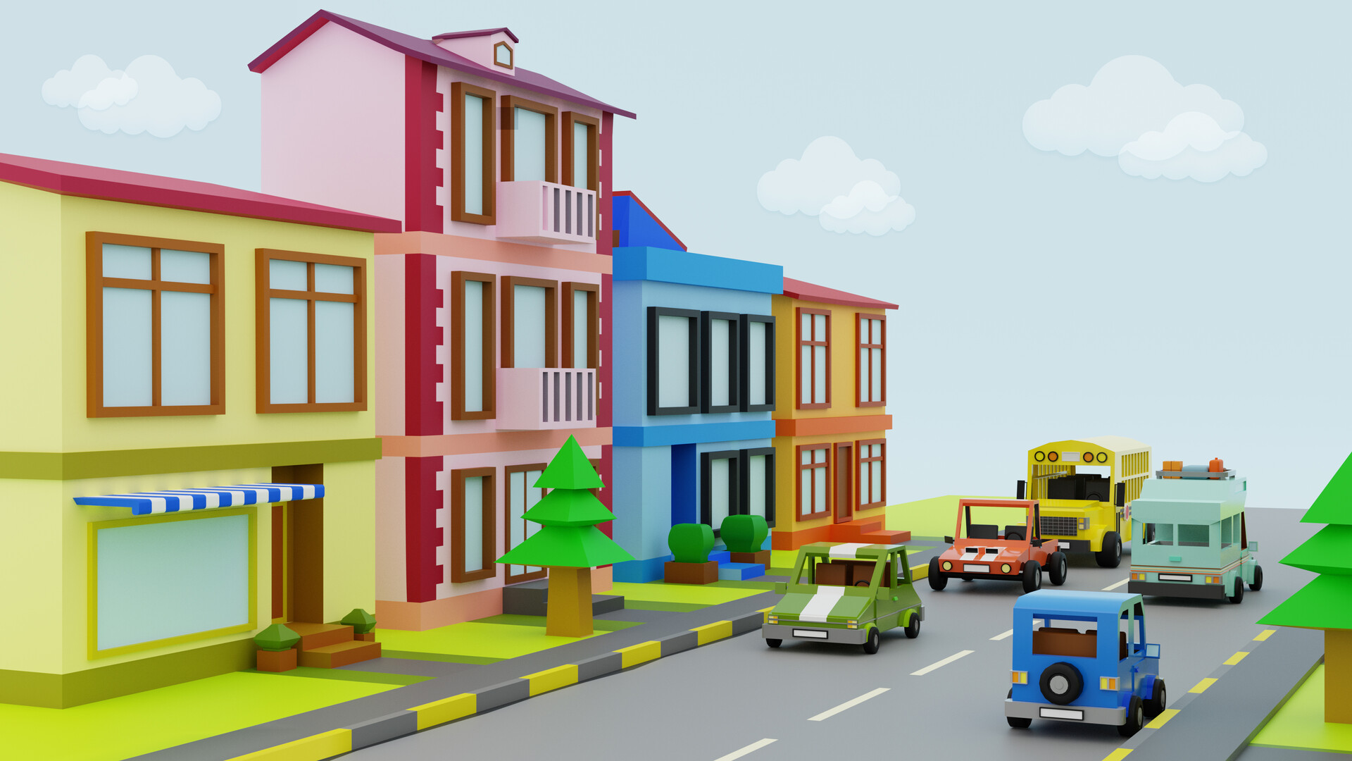 ArtStation - Low Poly Town