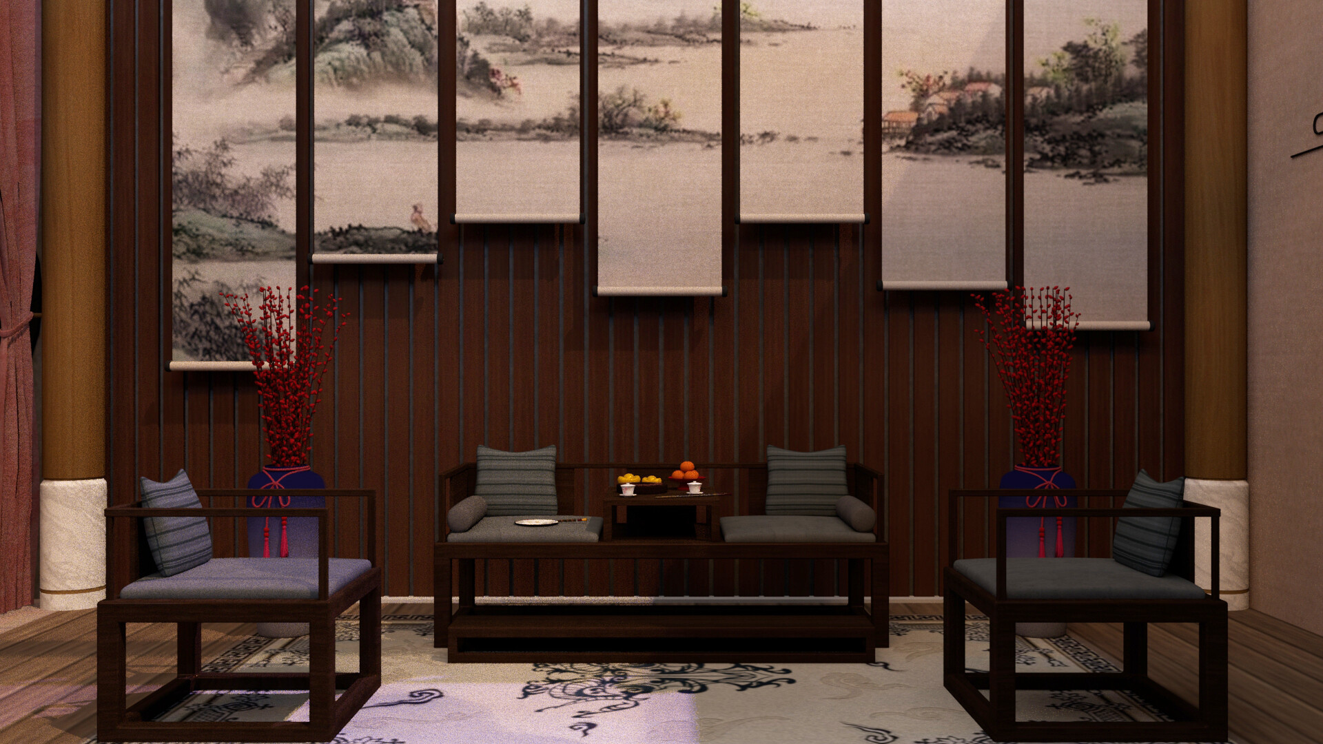 ArtStation - Modern Chinese Living Room