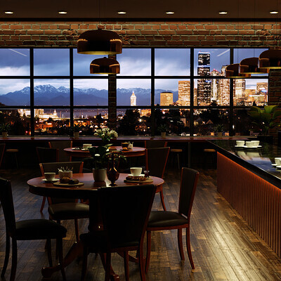 ArtStation - Coffee Shop with CIty view