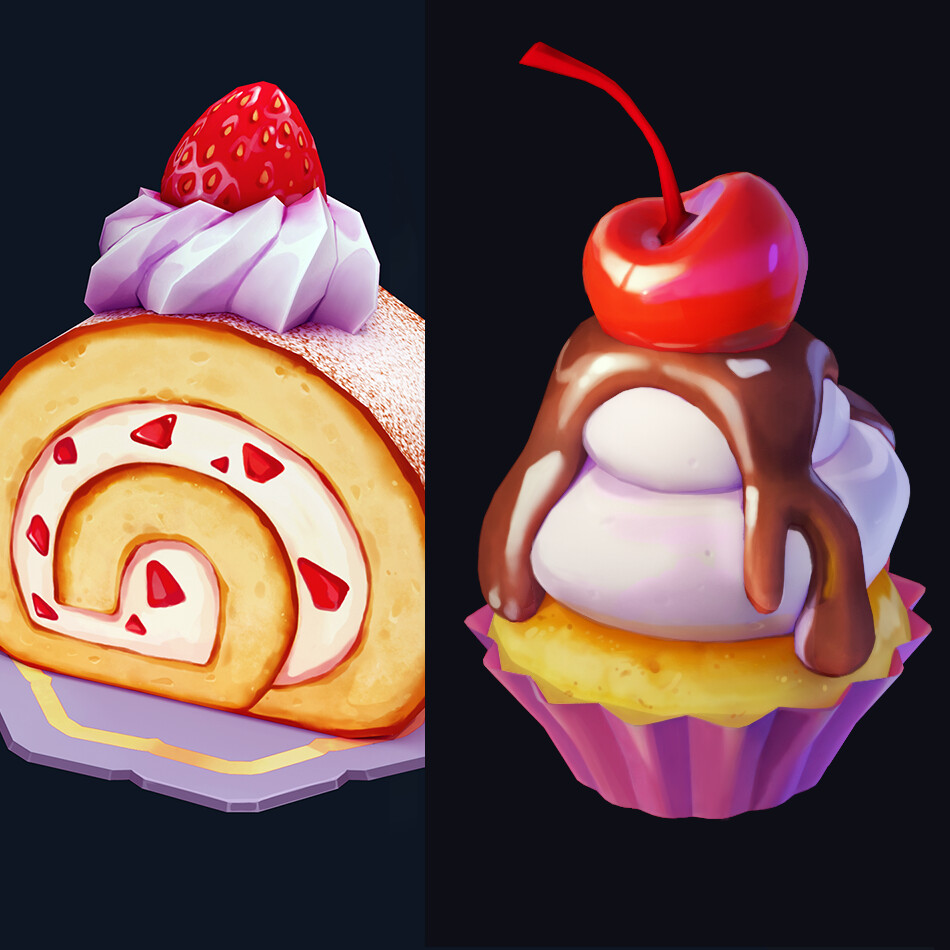 ArtStation - Hand Painted sweet set Props