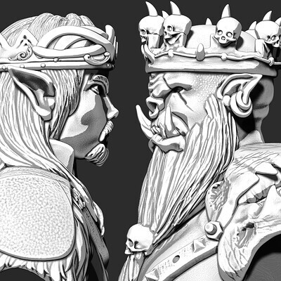 ArtStation - Orcs X Elfs - Theme Chess Set