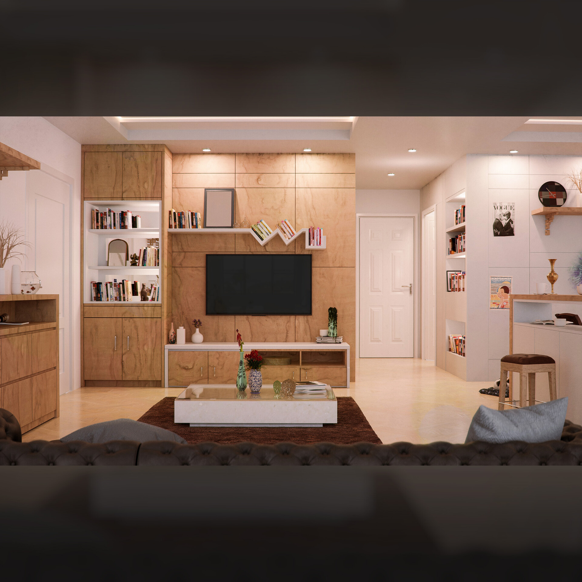 ArtStation - Living Room Interior | Architectural Visualization | Clay ...