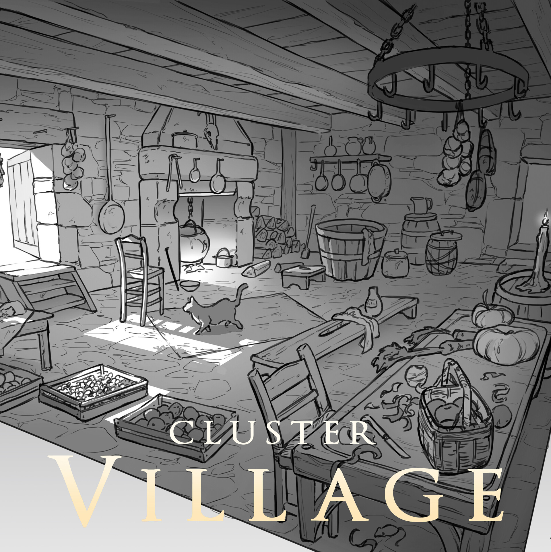 ArtStation - Cluster Village - kitchen cutaway