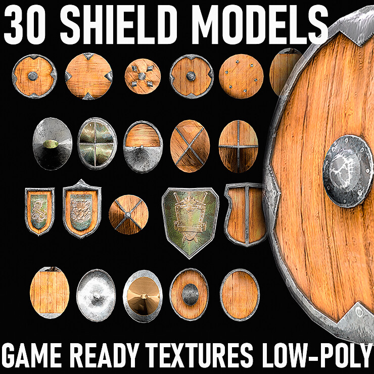 ArtStation - 30 Shield Models Game-Ready