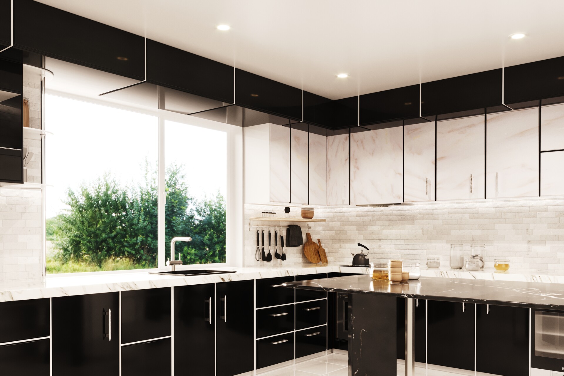 ArtStation - Beautiful marble kitchen for a small area