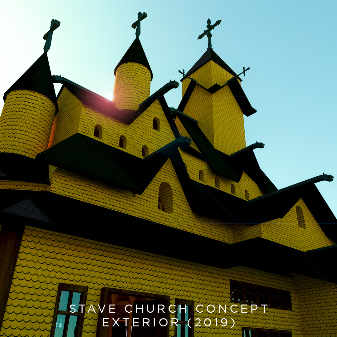 ArtStation - First 3D Project - Stave Church Design (Exterior)