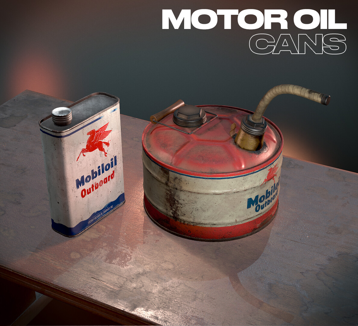ArtStation - Mobiloil Motor Oil Can & Bucket 1960