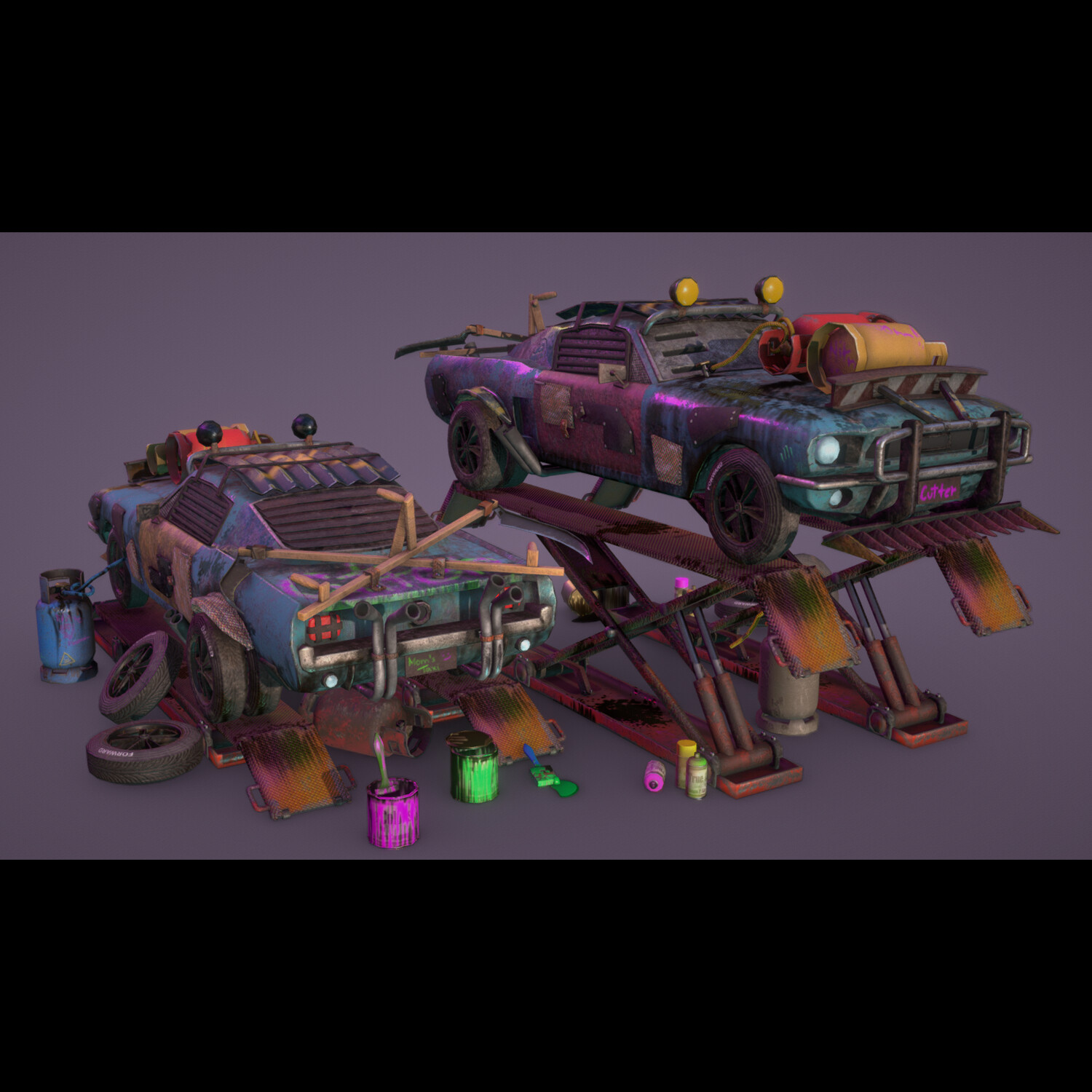 ArtStation - Post-apocalyptic Cars "Cutter"