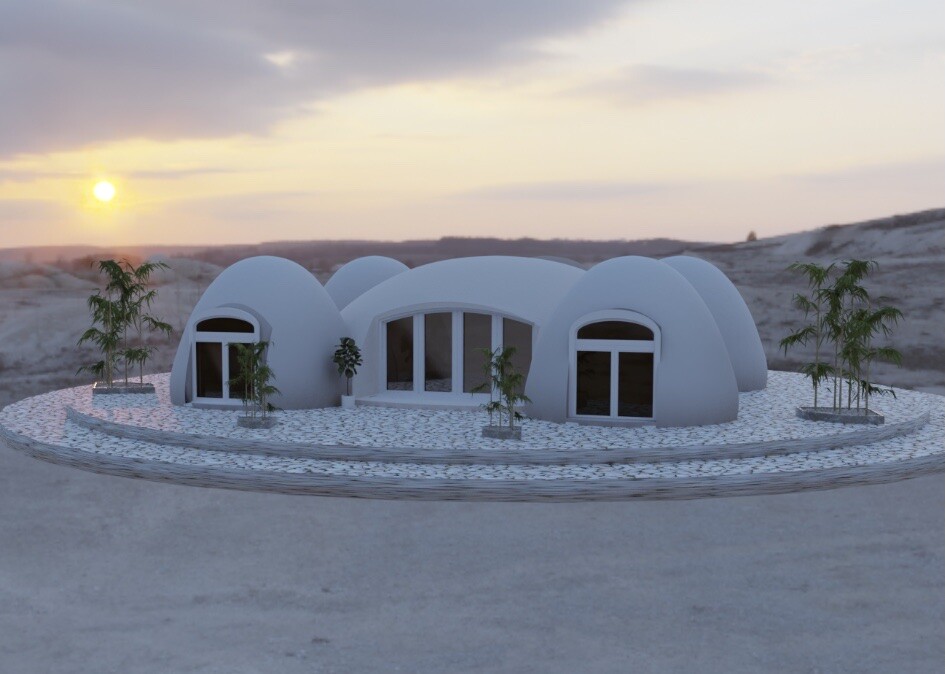 ArtStation - Superadobe Turtle shape house