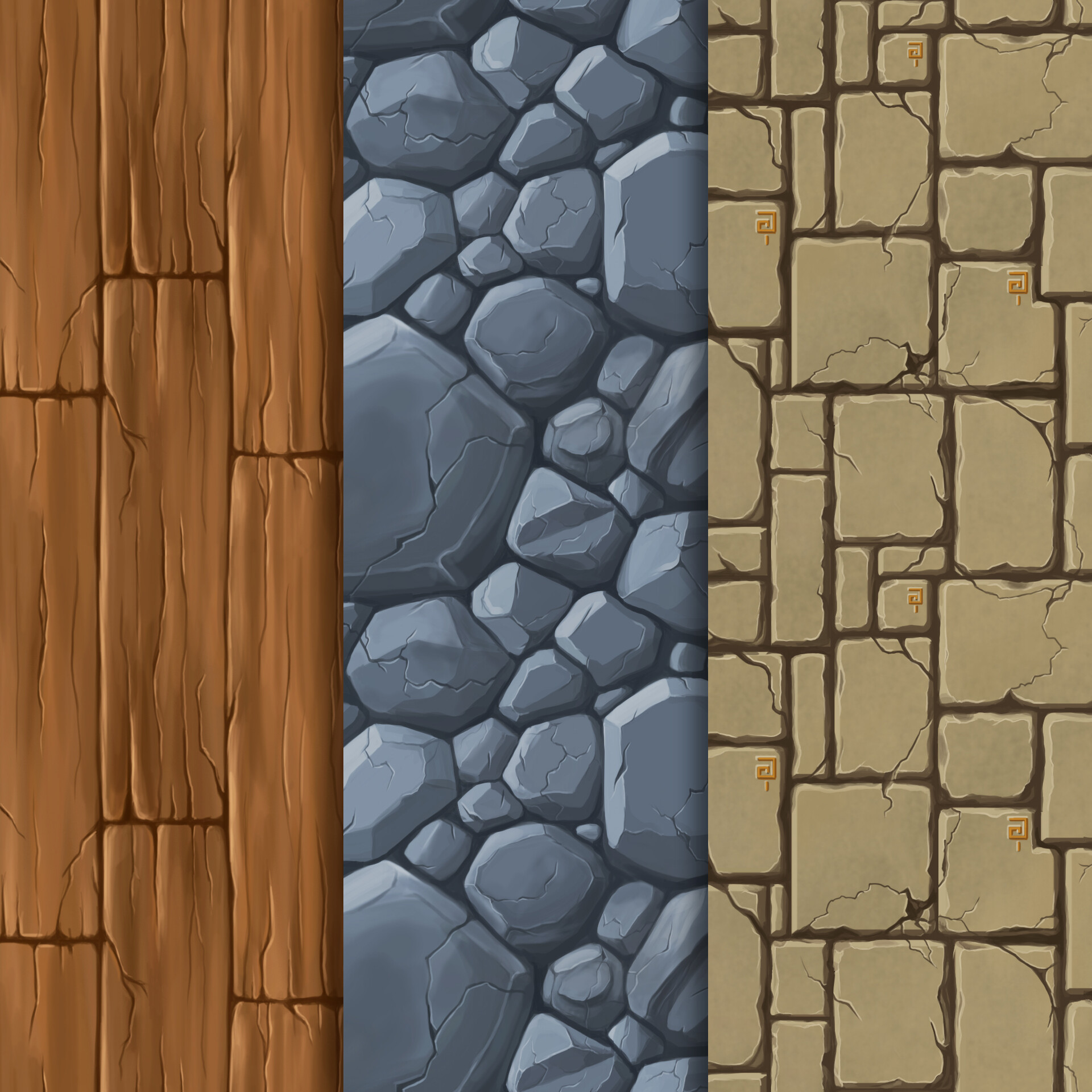 ArtStation - Hand-painted stylized textures.