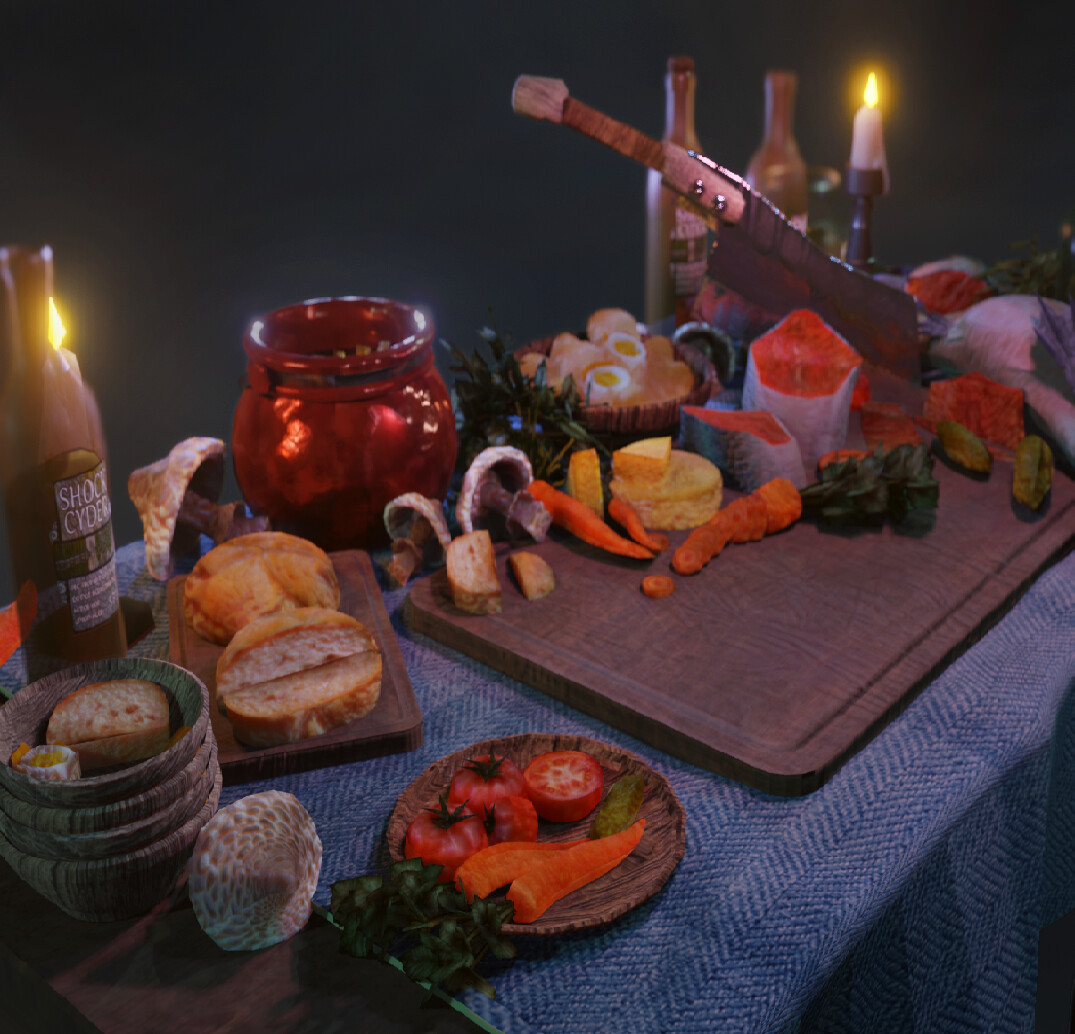 ArtStation - Medieval Kitchen - food buffet