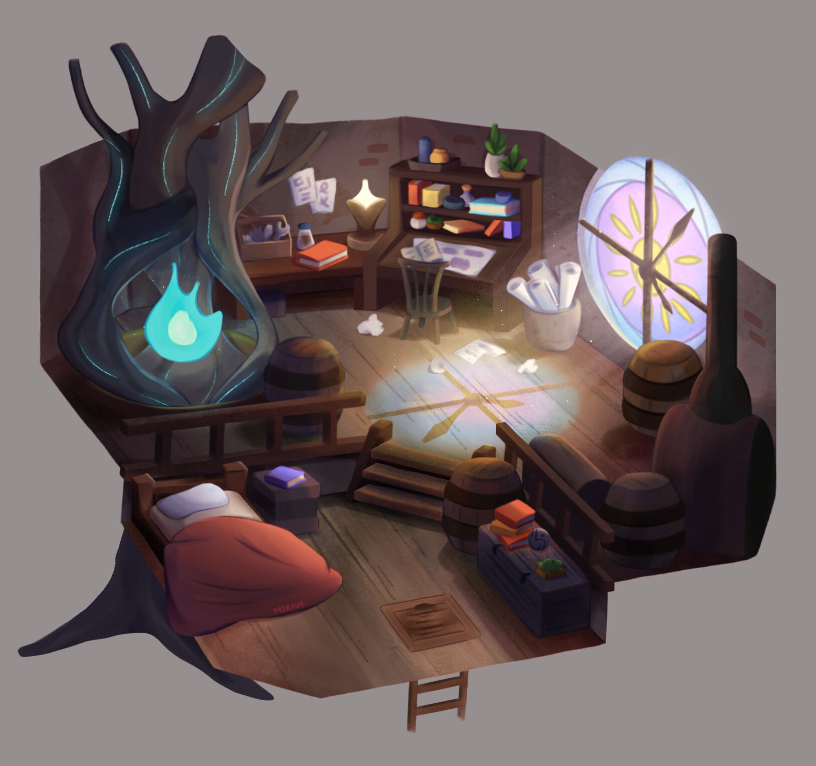 ArtStation - Overgrown Clock Tower Attic